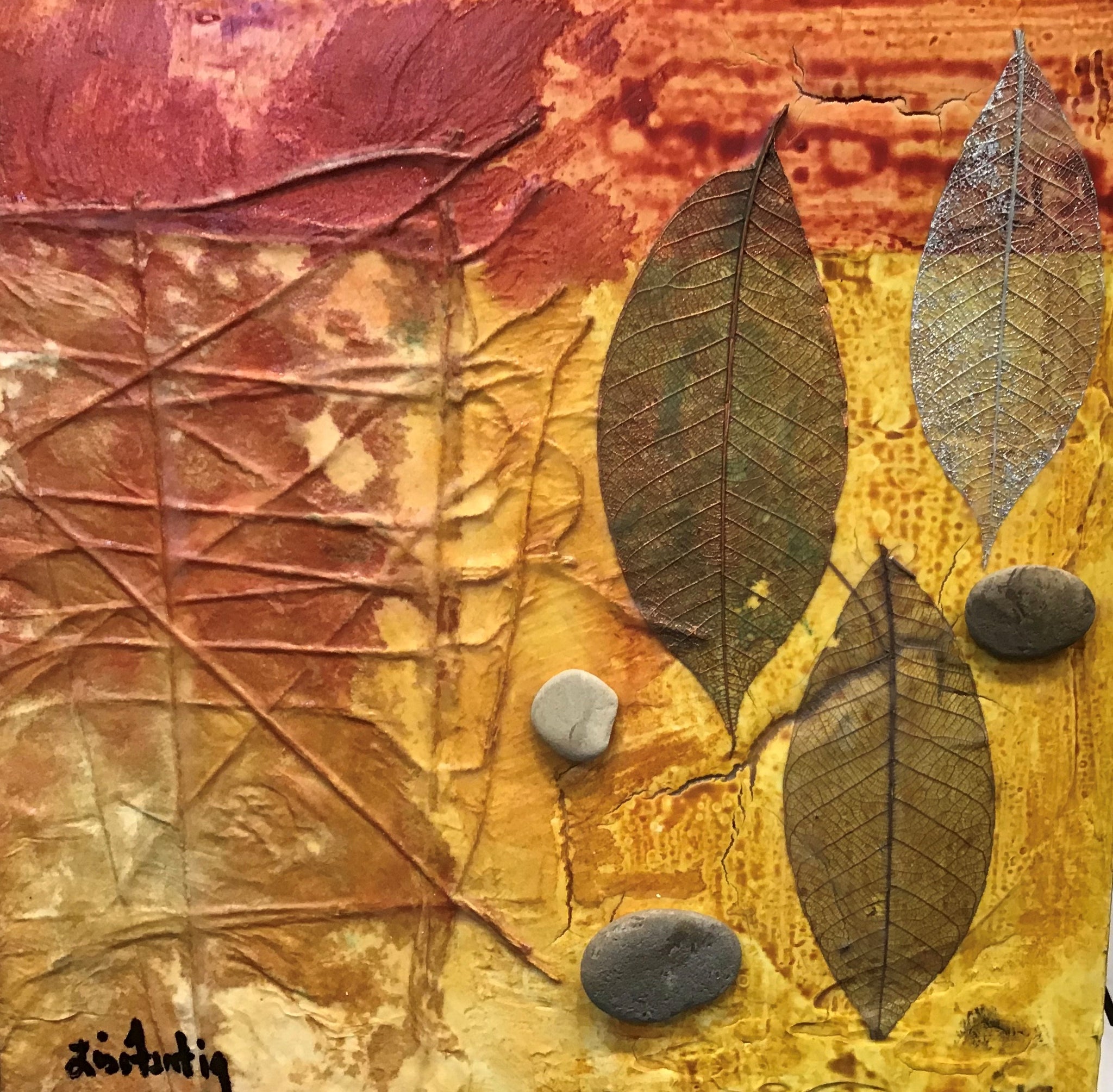 Fall Color Collage With Rocks – Lisa Fertig Fine Art